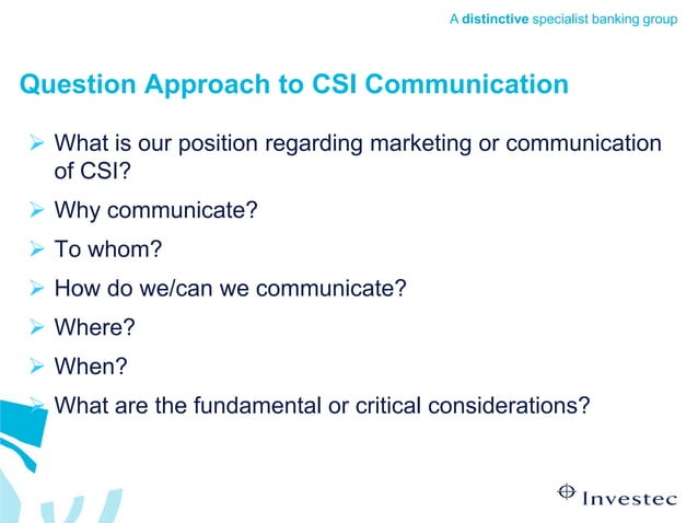 CSI communications - Serious Social Investing 2011 | PPT