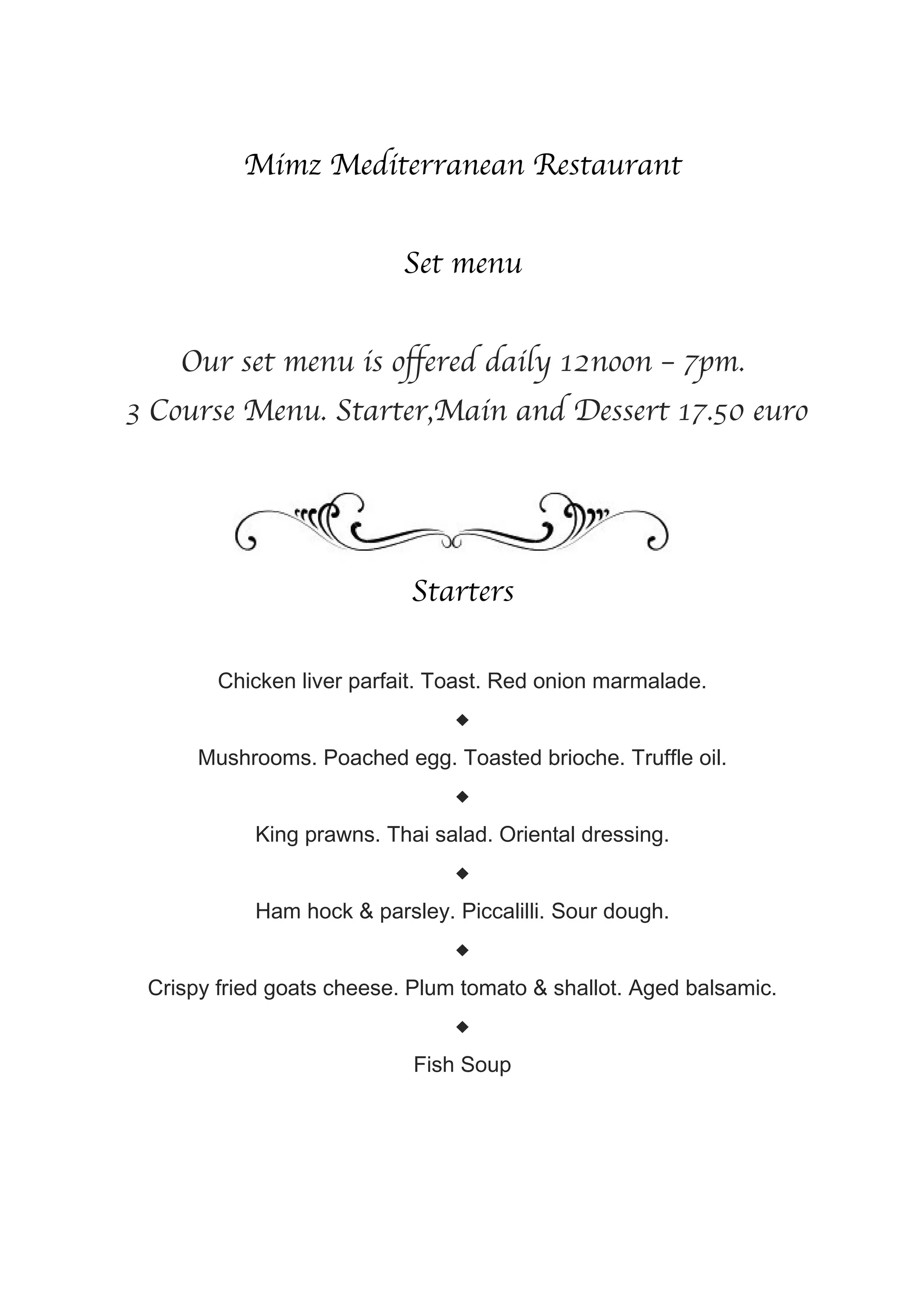 Set menu | ODT