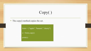 Set methods in python | PDF