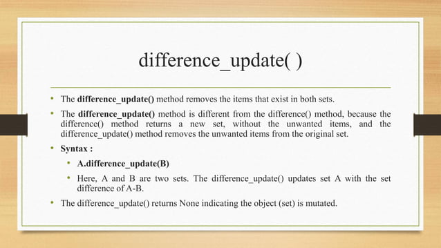 Set methods in python | PDF