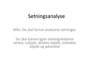 Setningsanalyse | PPTX