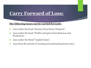 presentation on Set off and carry forard of losses (tax), Income Tax | PPTX