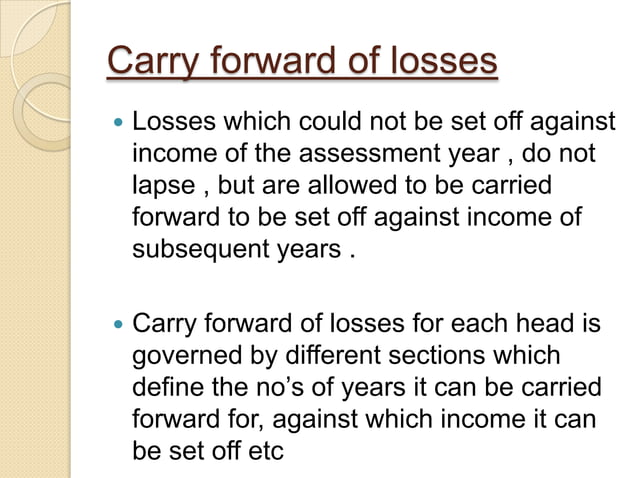 Set off and carry forward of losses | PPTX