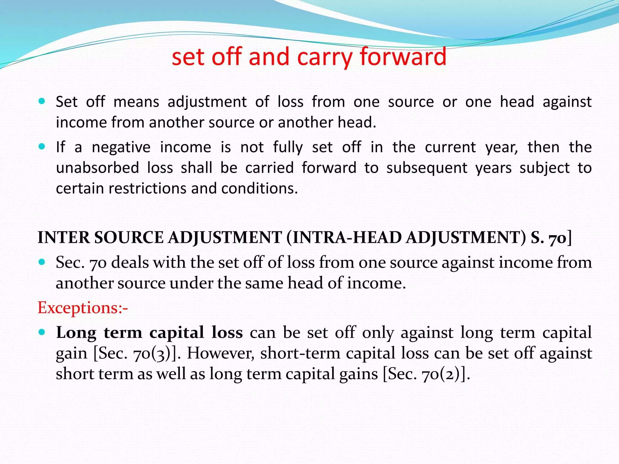 Set off and carry forward losses | PPTX