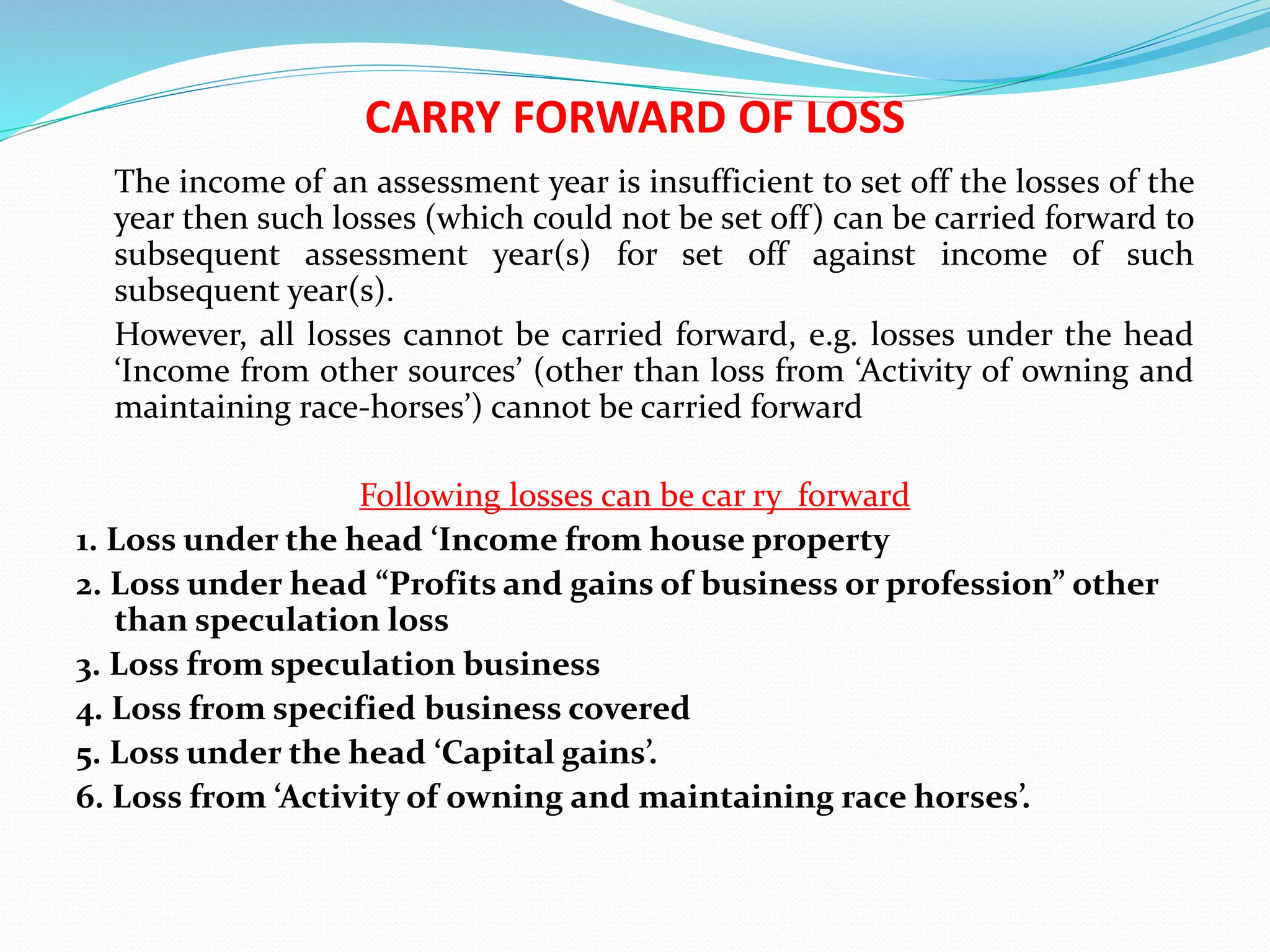 Set off and carry forward losses | PPTX