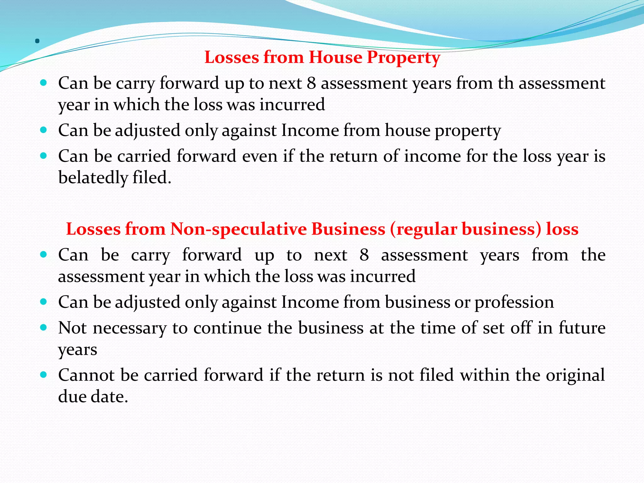 Set off and carry forward losses | PPTX