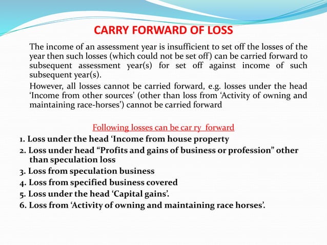 Set off and carry forward losses | PPTX | Stocks and Bonds | Personal ...