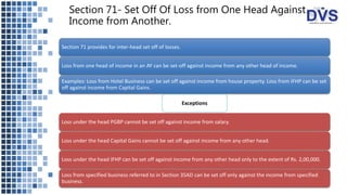 Set-Off or Carry Forward of Losses in Income Tax Act | PPTX