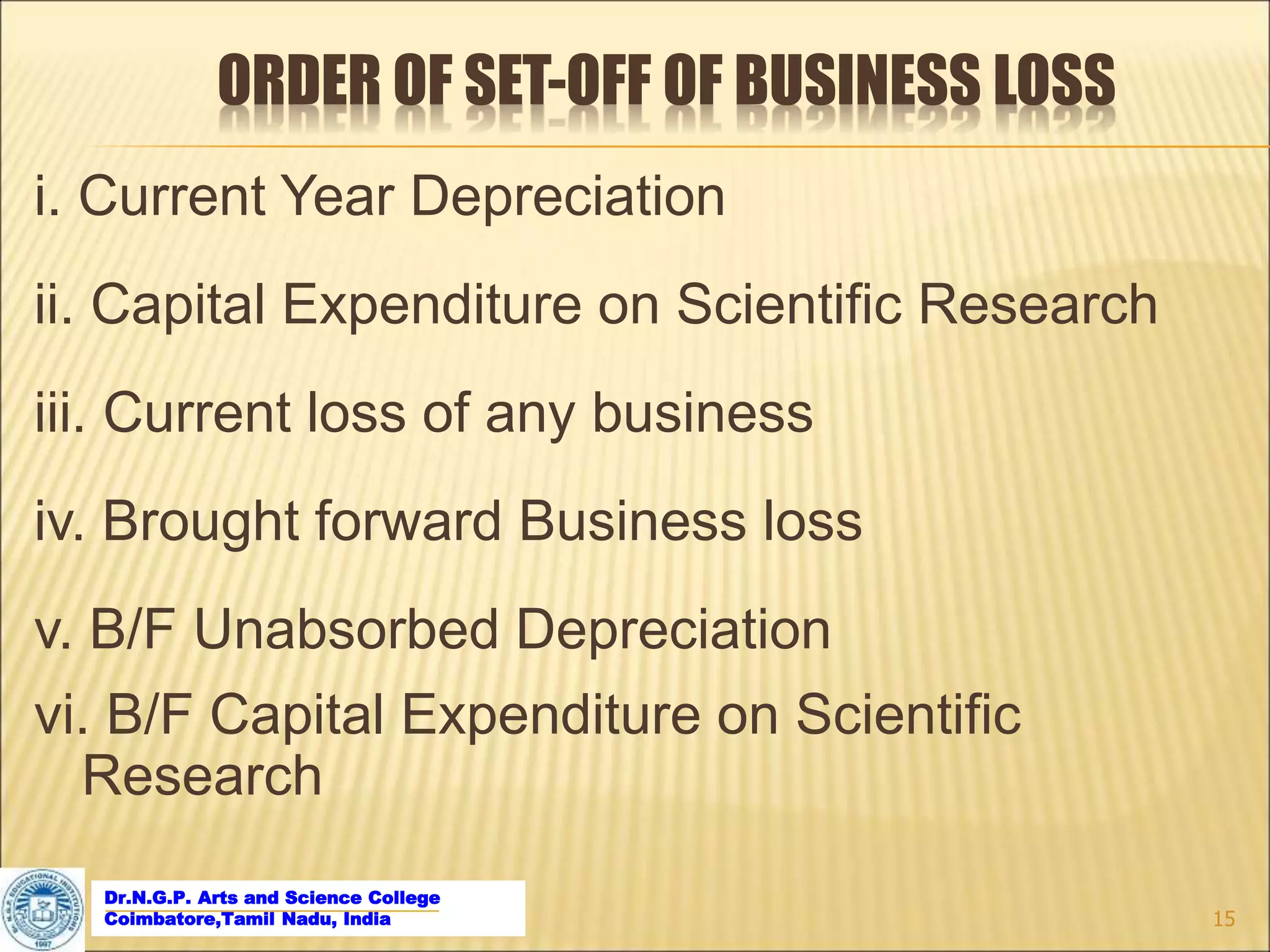 Set off and carry forward of losses | PPT