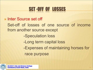 Set off and carry forward of losses | PPT