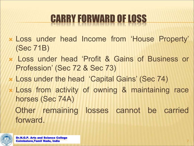 Set off and carry forward of losses | PPT