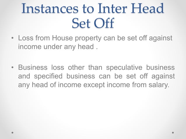 Set off and carry forward | PPTX | Stocks and Bonds | Personal Investing