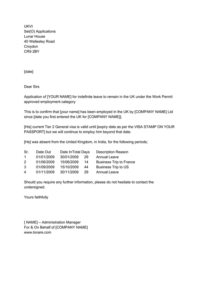 Set o Ilr Application Employment Letter Sample PDF Set o Ilr Application Employment Letter Sample PDF