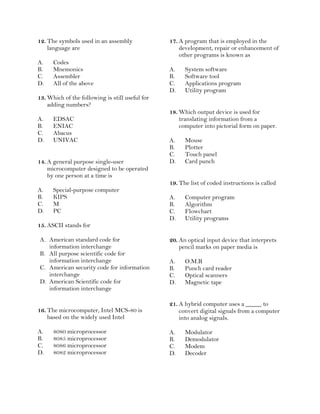 Computer Quiz MCQ's | DOCX
