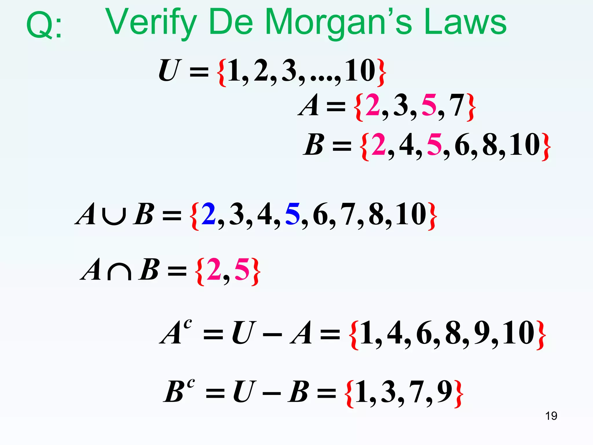 Set Operations Topic Including Union , Intersection, Disjoint etc De ...