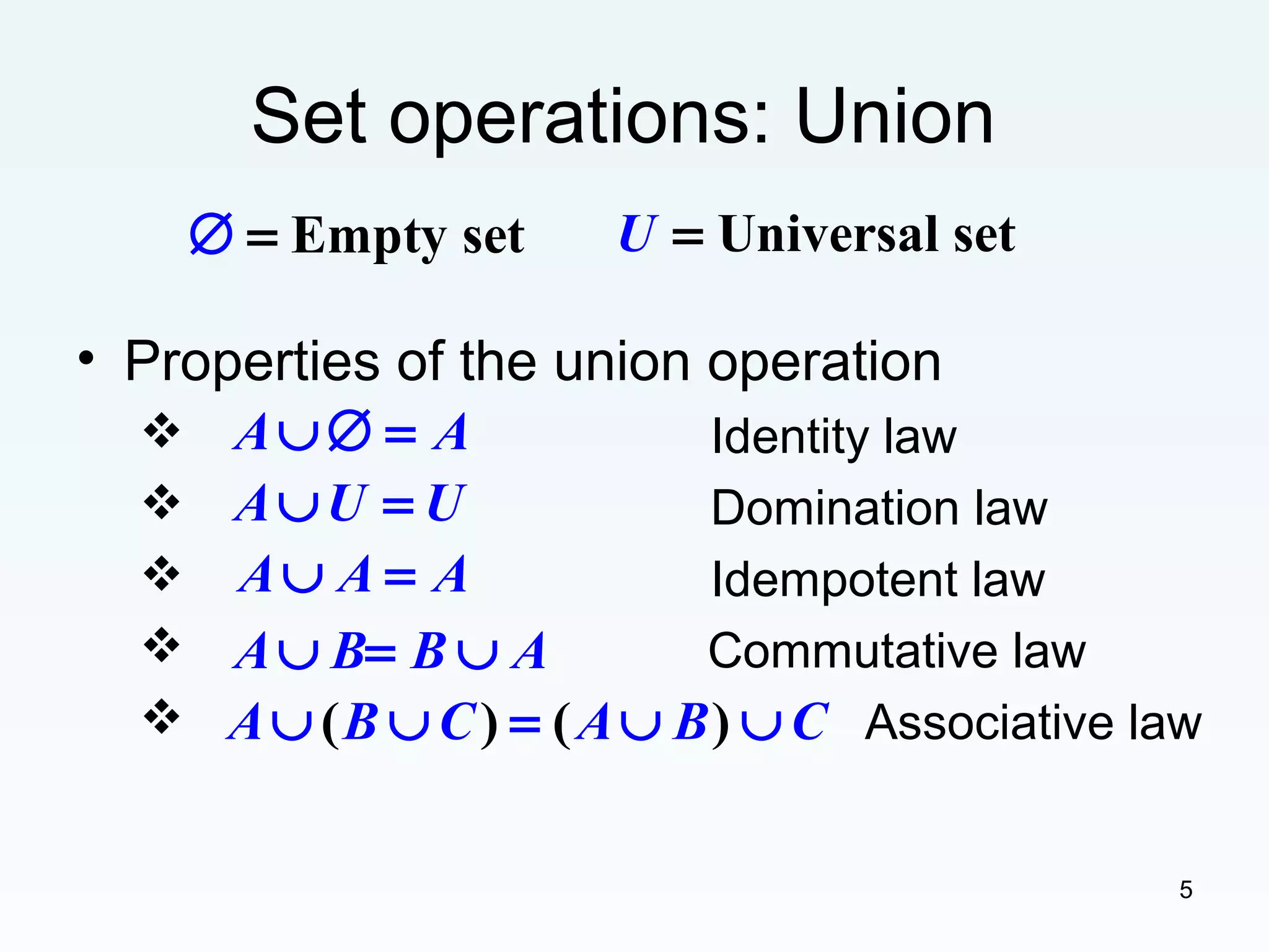 Set Operations Topic Including Union , Intersection, Disjoint etc De Morgans Prove | PPT