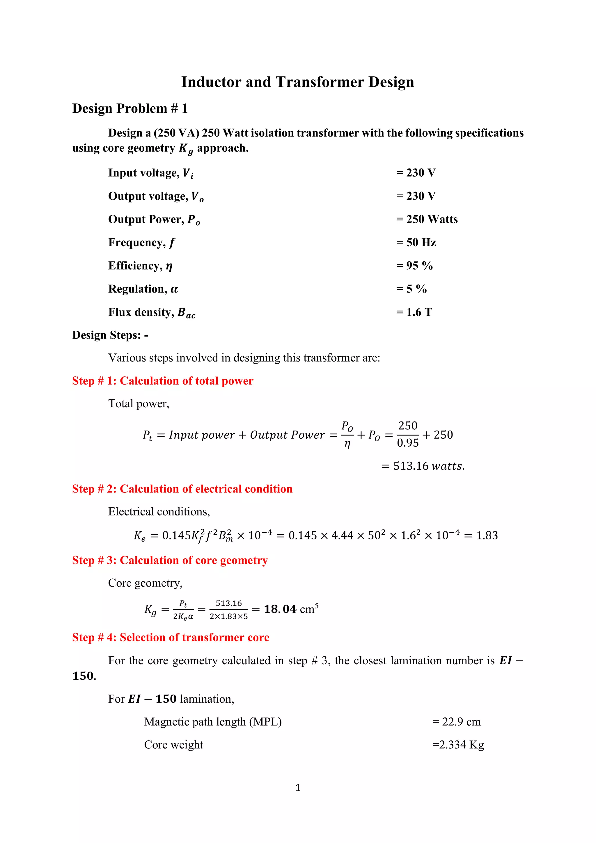 Setp by step design of transformer | PDF