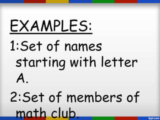 Sets in mathematics | PPT