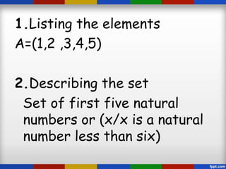 Sets in mathematics | PPT