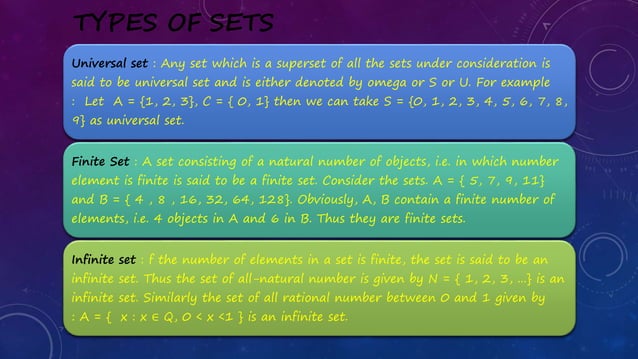 Sets (Mathematics class XI) | PPTX | Maps & Navigation