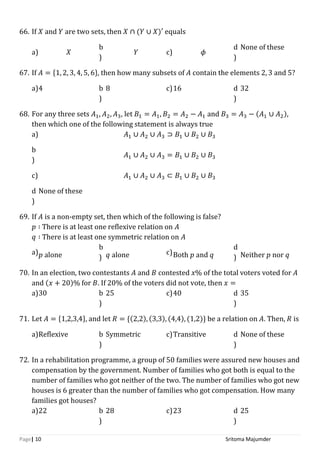 CBSE - Grade 11 - Mathematics - Sets - Multiple Choice Questions ...