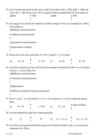 CBSE - Grade 11 - Mathematics - Sets - Multiple Choice Questions ...