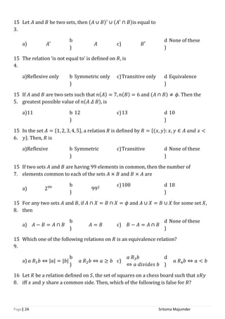 CBSE - Grade 11 - Mathematics - Sets - Multiple Choice Questions ...