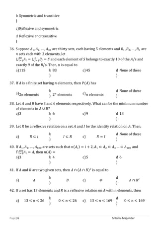 CBSE - Grade 11 - Mathematics - Sets - Multiple Choice Questions ...