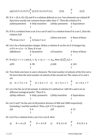 CBSE - Grade 11 - Mathematics - Sets - Multiple Choice Questions ...