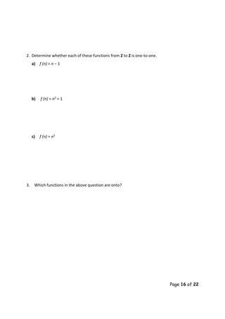 Sets functions-sequences-exercises | PDF