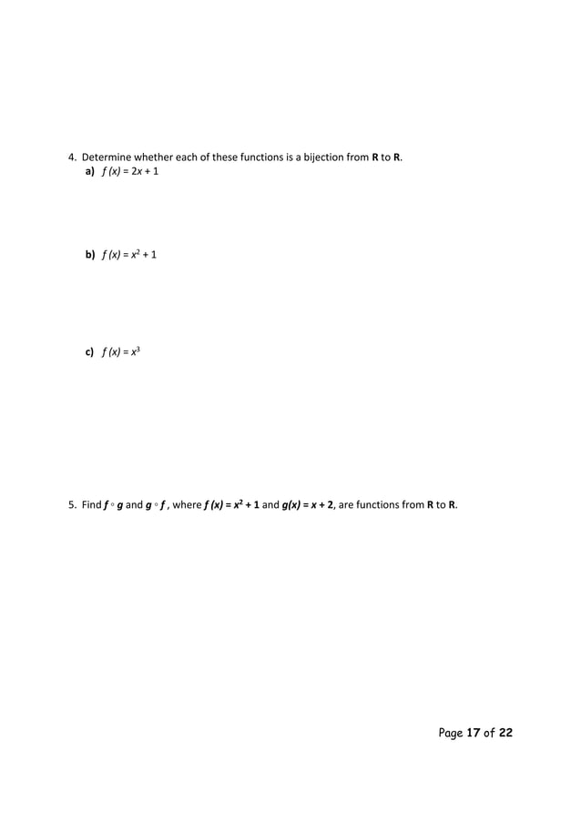 Sets functions-sequences-exercises | PDF | Physics | Science