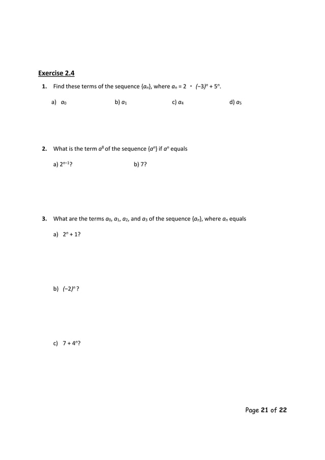 Sets functions-sequences-exercises | PDF | Physics | Science