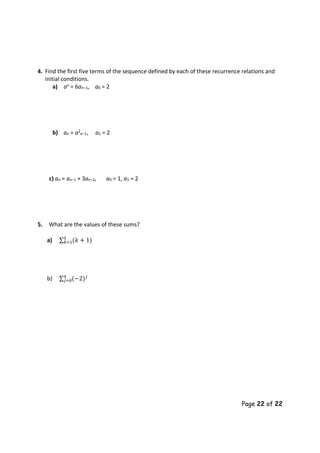Sets functions-sequences-exercises | PDF