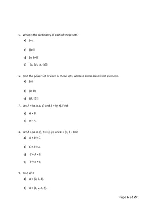 Sets functions-sequences-exercises | PDF