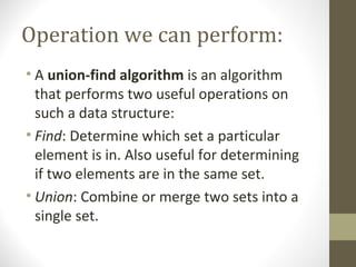 Sets and disjoint sets union123 | PPT