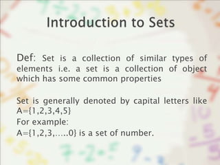 Sets and there different types. | PPTX