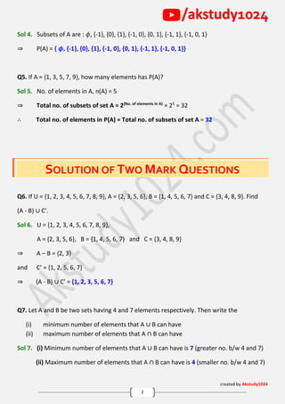 important Questions class 11 chapter 1 sets | PDF