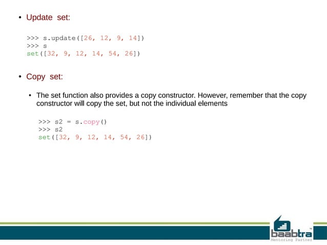 Sets in python | ODP