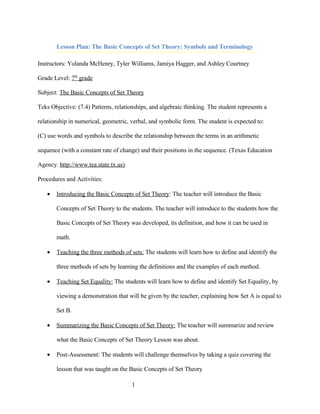 Sets Lesson Plan | DOC