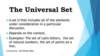 Sets in Mathimatics ,basic definitions and examples | PPT