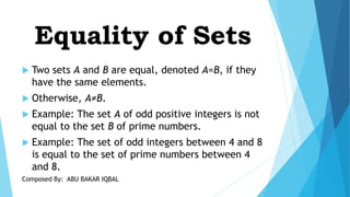 Sets in Mathimatics ,basic definitions and examples | PPT