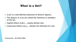 Sets in Mathimatics ,basic definitions and examples | PPT