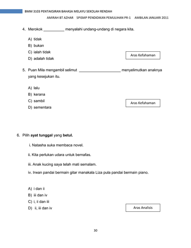 Set soalan berdasr jsu bm t4 | DOCX
