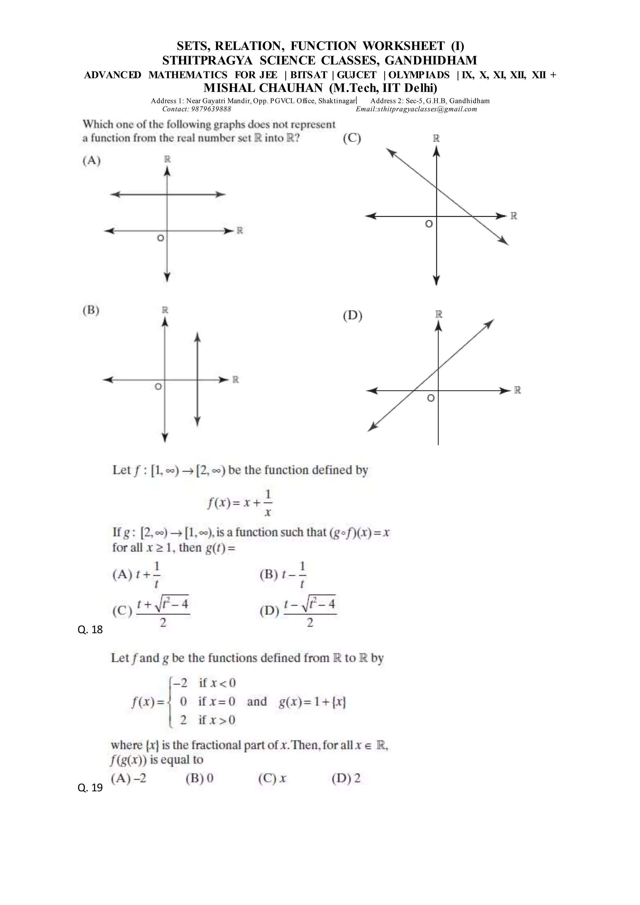 Sets, relation, function worksheet (i) | DOCX