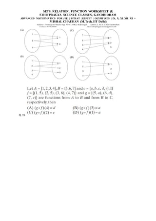 Sets, relation, function worksheet (i) | DOCX