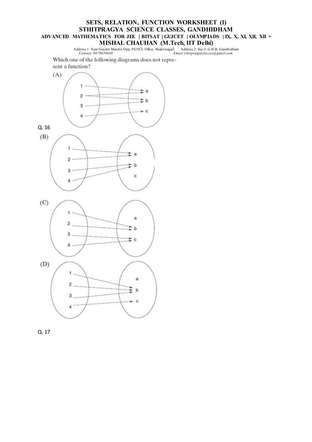 Sets, relation, function worksheet (i) | DOCX