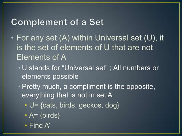 Sets, subsets, compliments | PPTX