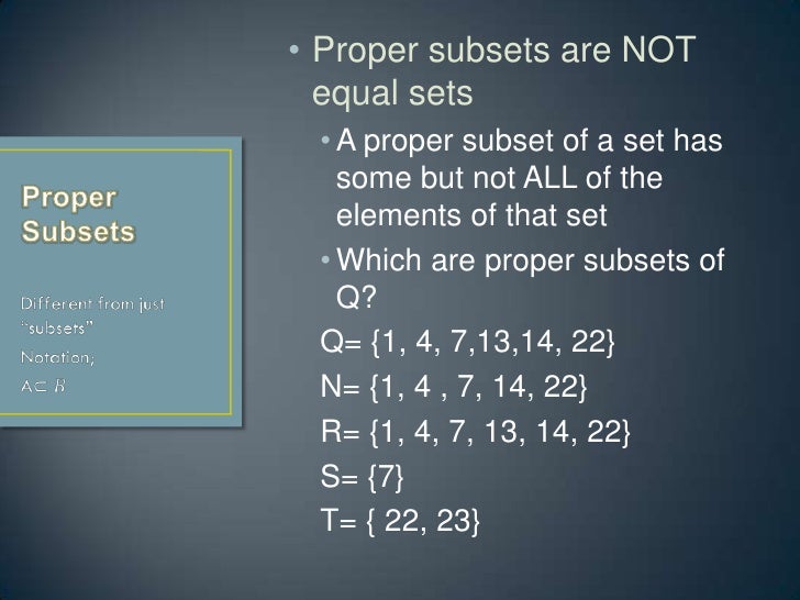 Sets, subsets, compliments