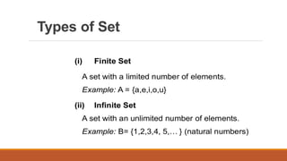 Sets and Types of Sets for understanding | PPT