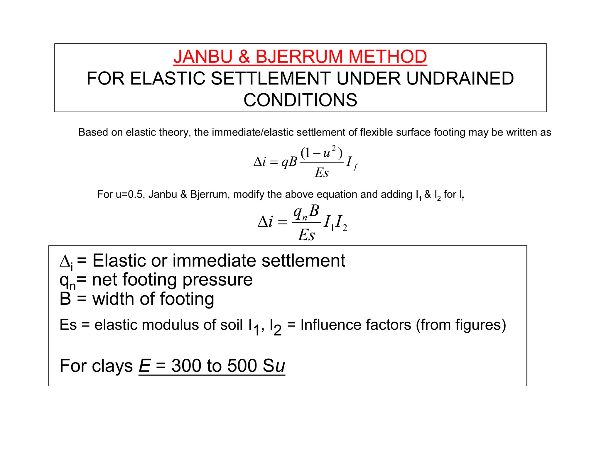 Methods to Determine the Immediate or Elastic Settlement (الهبوط الفورى) | PDF